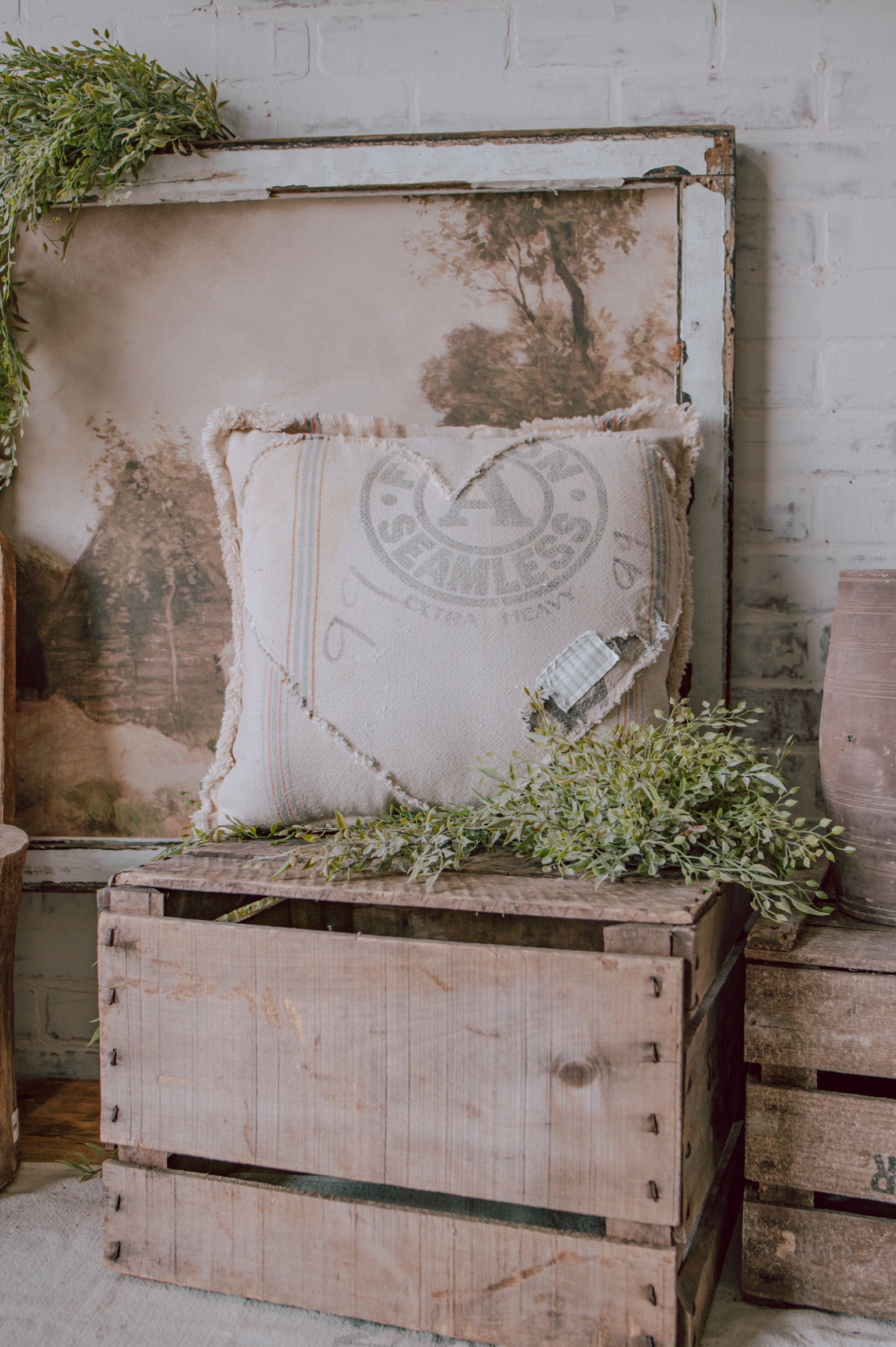 Handmade Grainsack Heart Pillow | The Little Burlap Barn